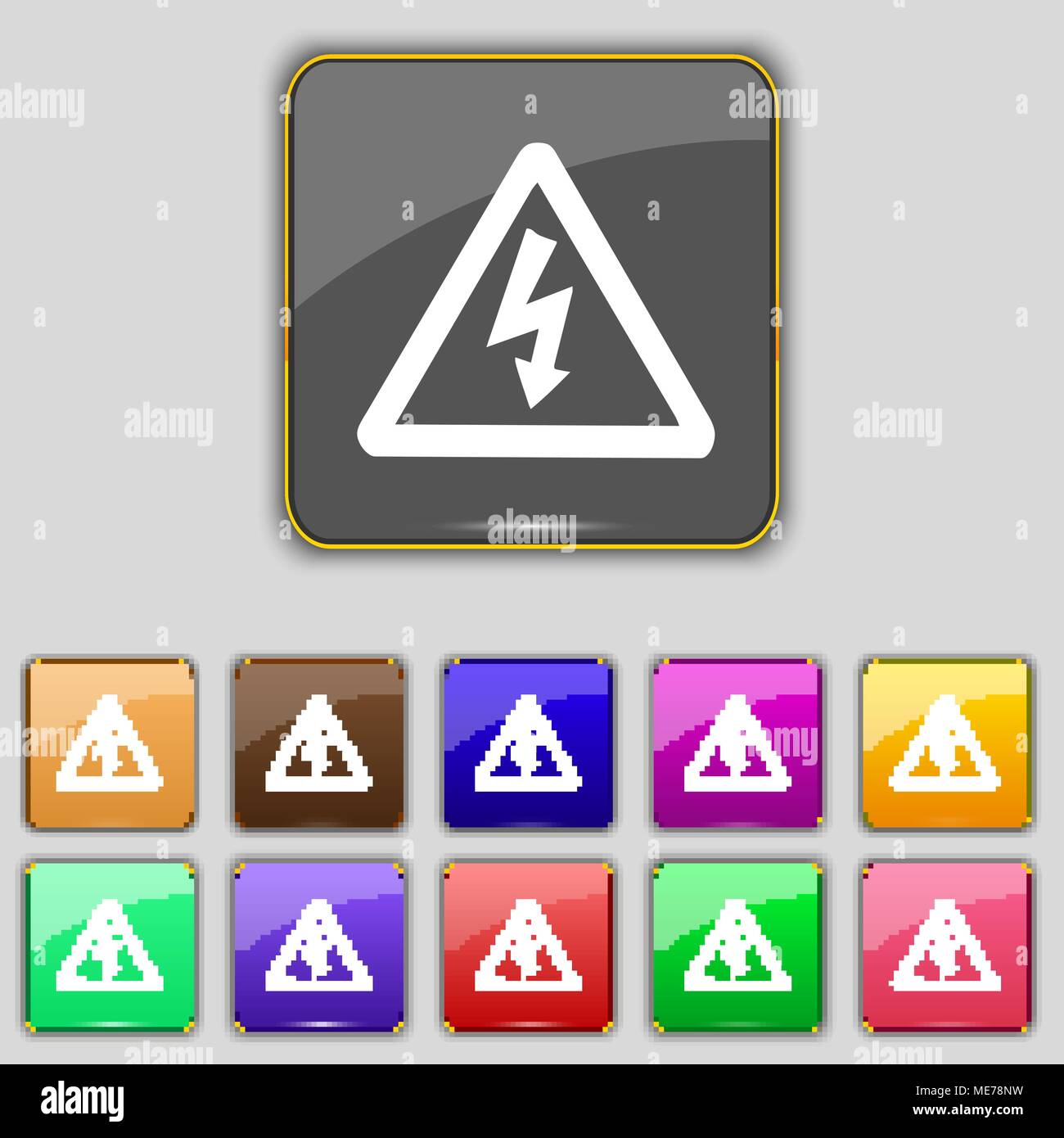 voltage icon sign. Set with eleven colored buttons for your site ...