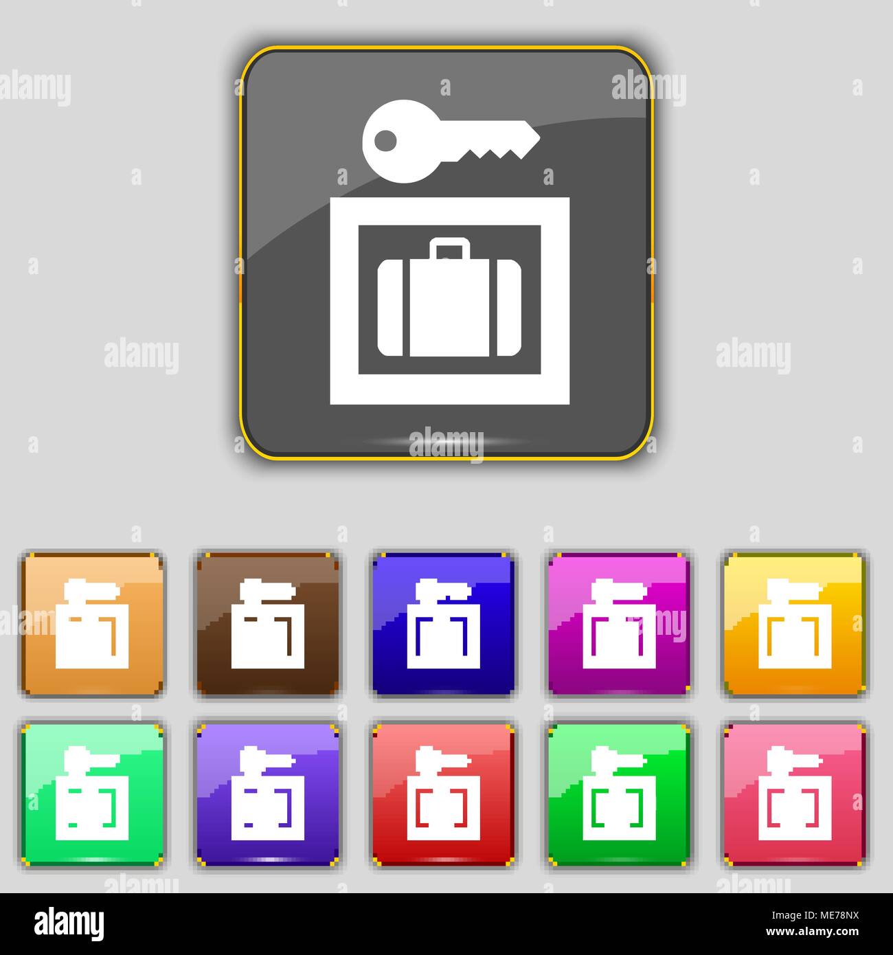 Luggage Storage icon sign. Set with eleven colored buttons for your ...