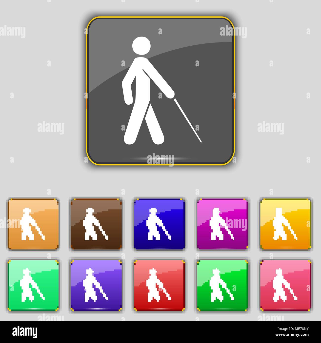 blind icon sign. Set with eleven colored buttons for your site. Vector ...