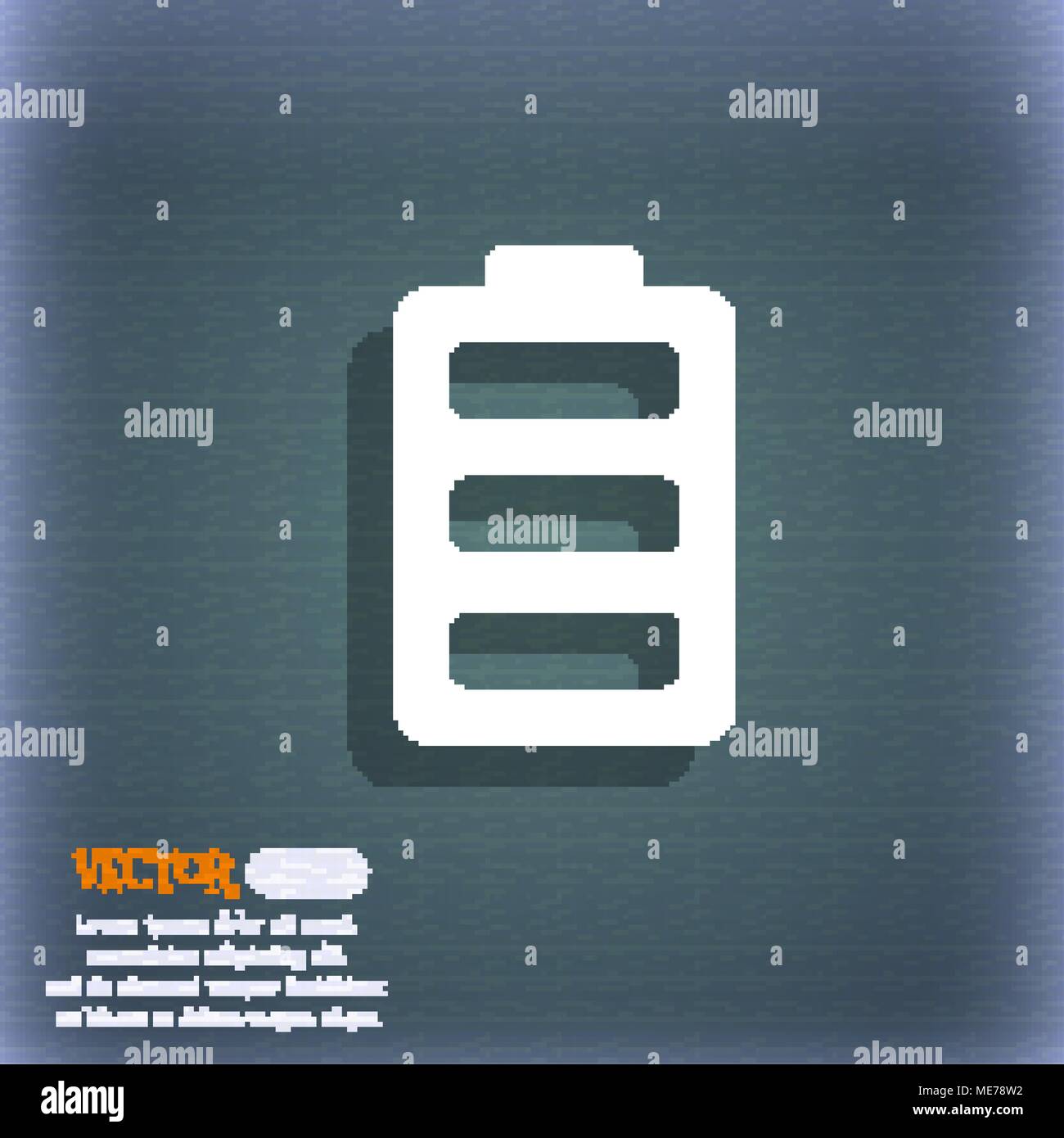 Battery fully charged icon symbol on the blue-green abstract background ...