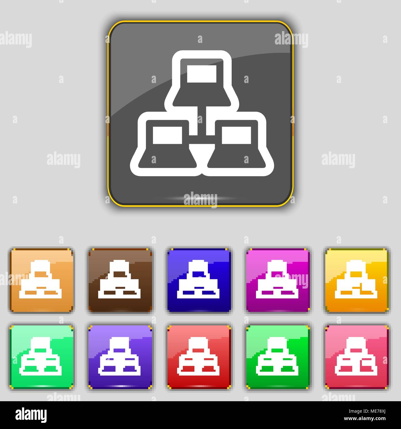 local area network icon sign. Set with eleven colored buttons for your ...