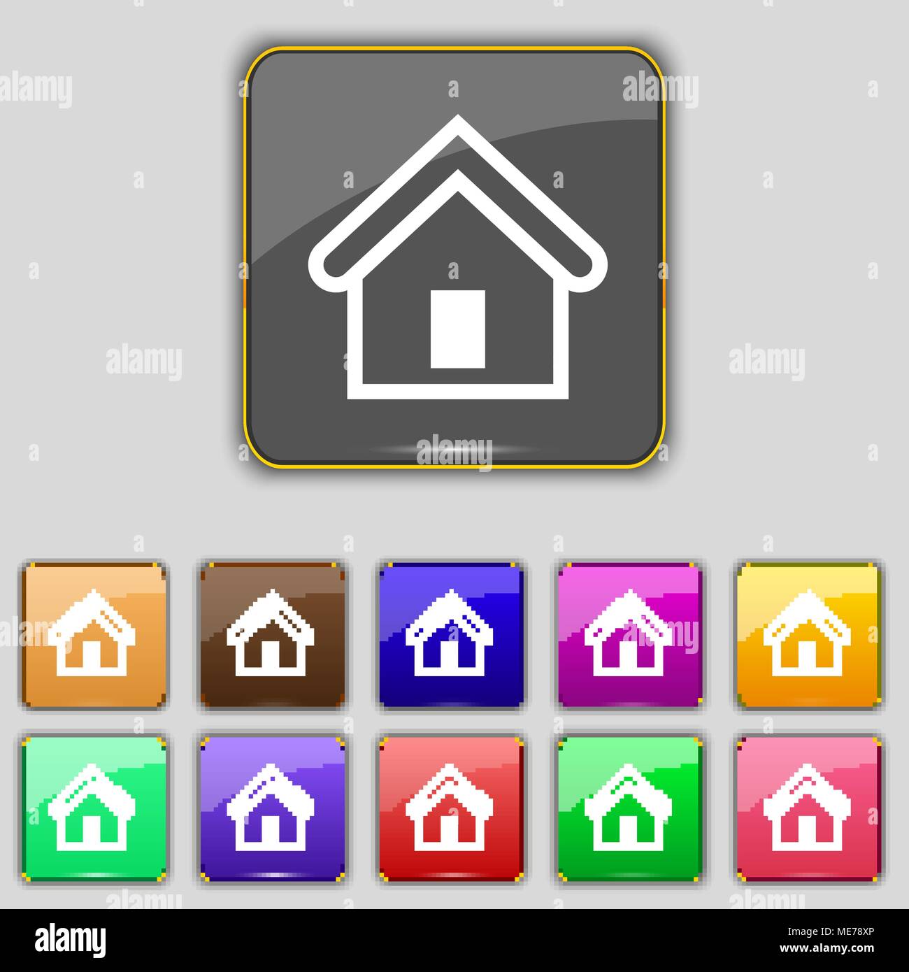 House icon sign. Set with eleven colored buttons for your site. Vector ...