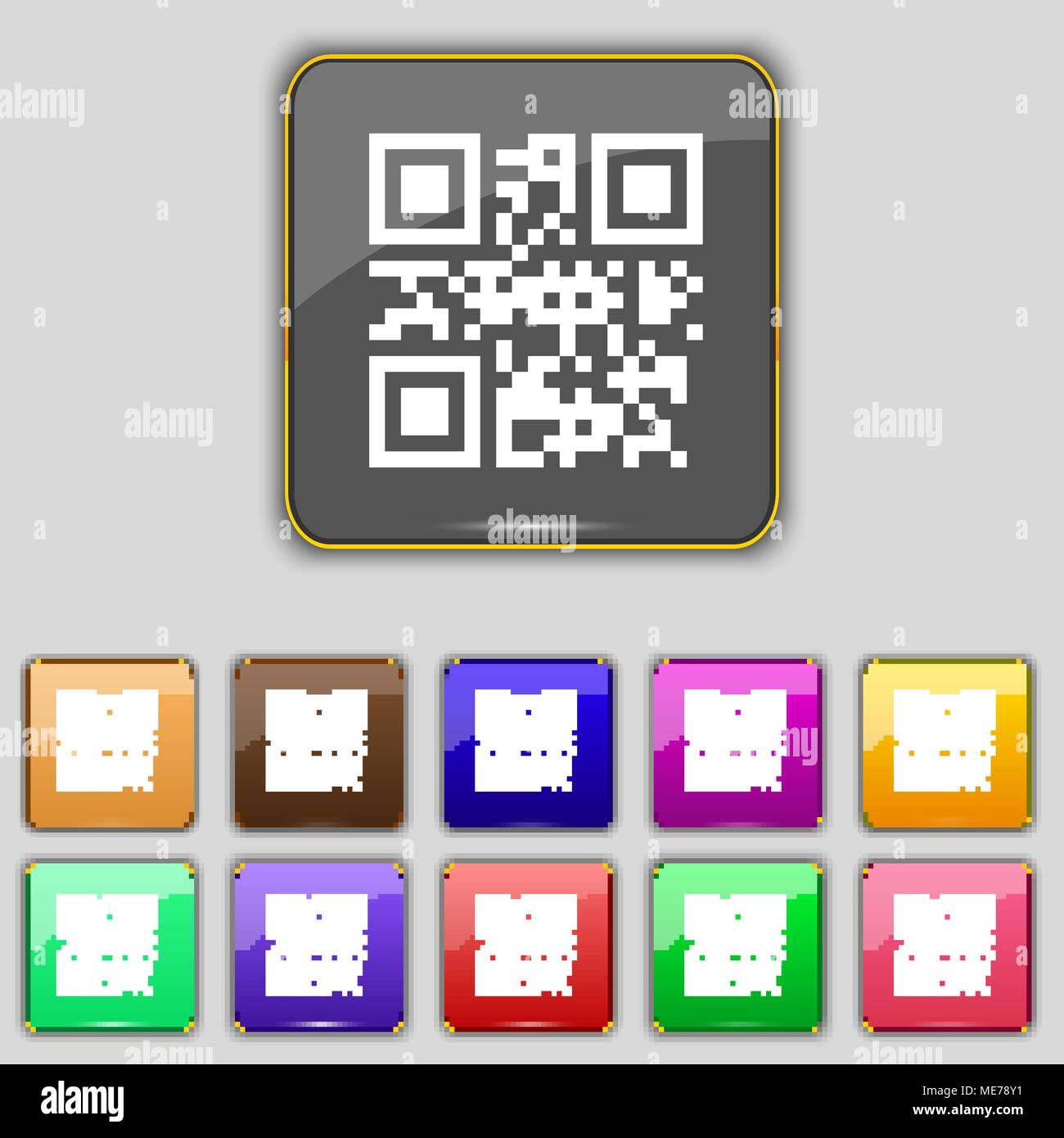 Qr code icon sign. Set with eleven colored buttons for your site ...
