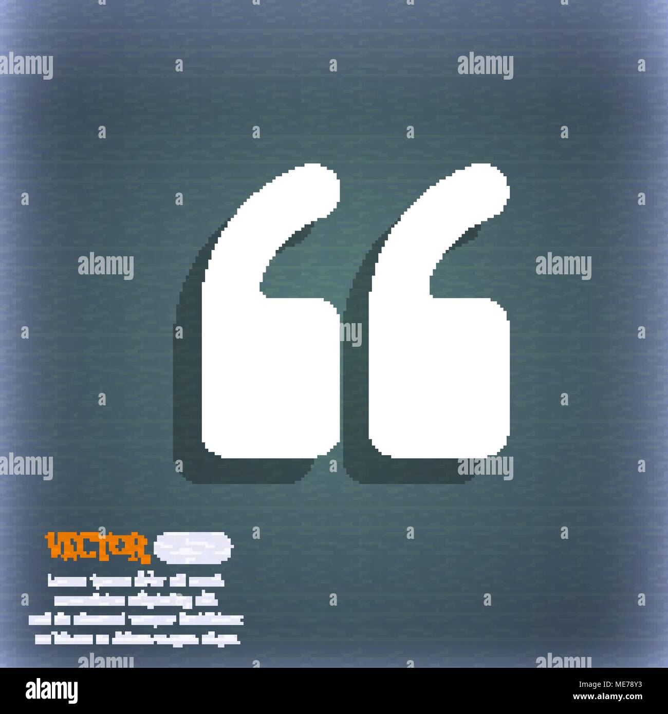 Double quotes at the beginning of words icon symbol on the blue-green ...