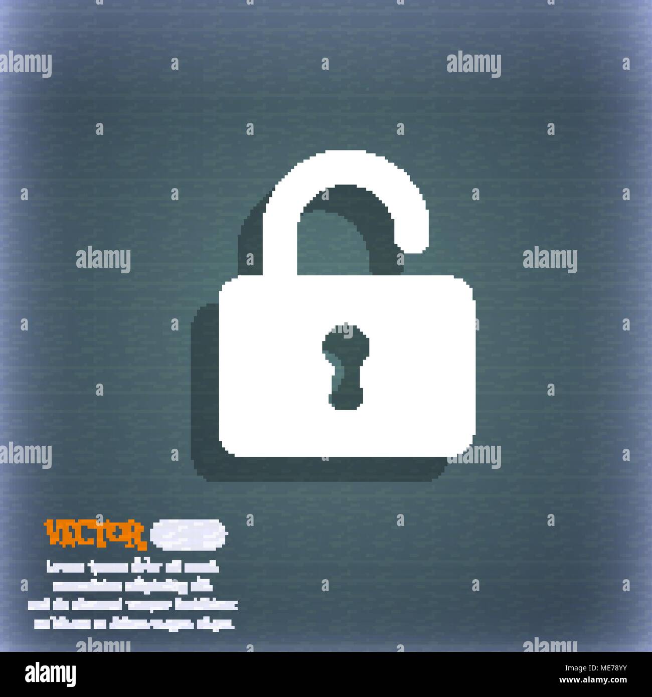 Open Padlock icon symbol on the blue-green abstract background with ...