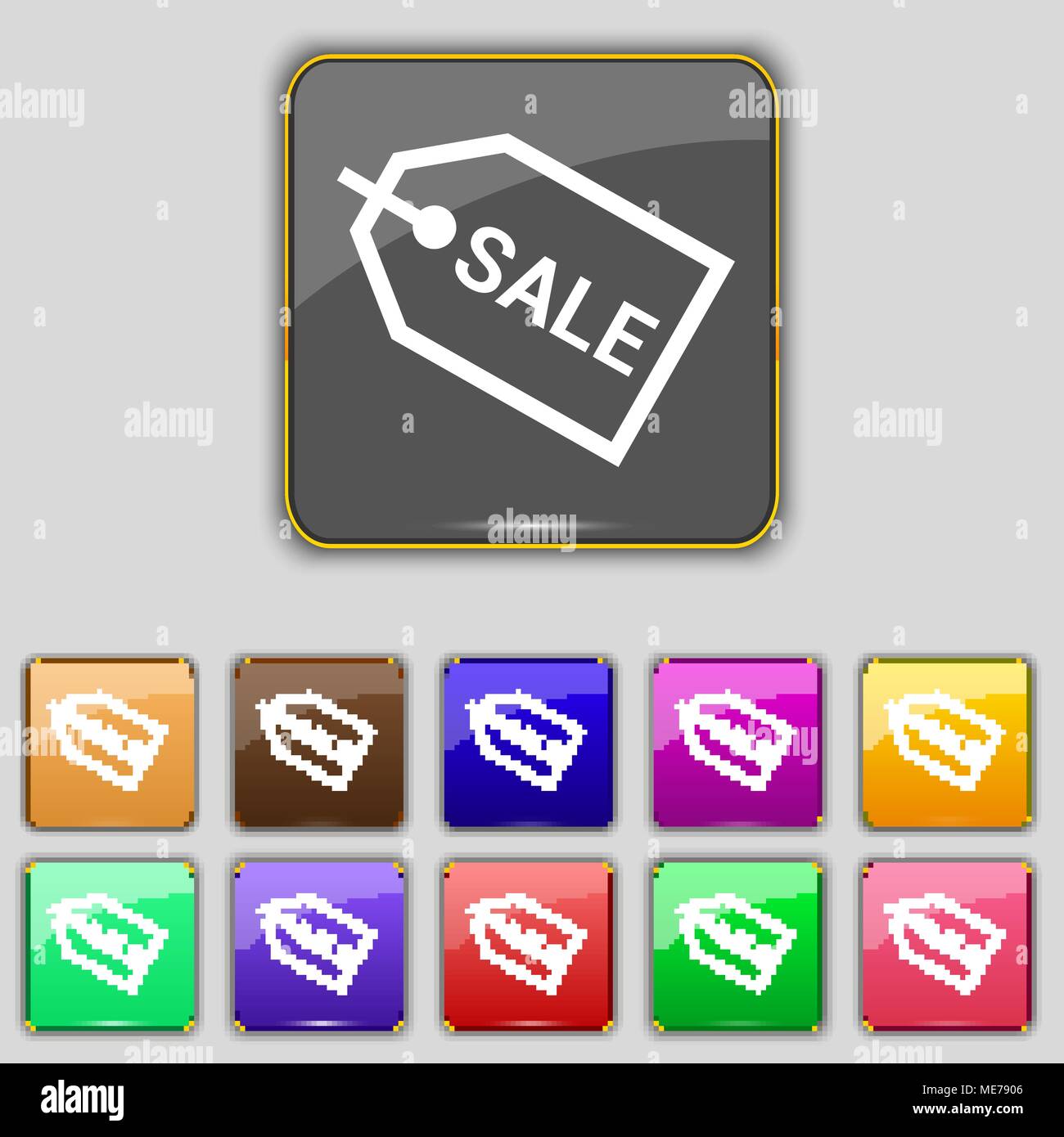Sale icon sign. Set with eleven colored buttons for your site. Vector ...
