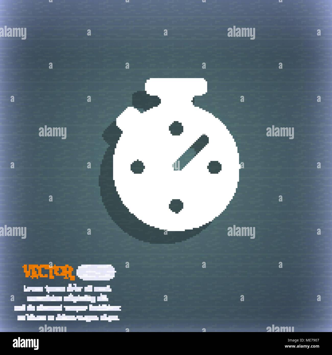 Timer, stopwatch icon symbol on the blue-green abstract background with ...