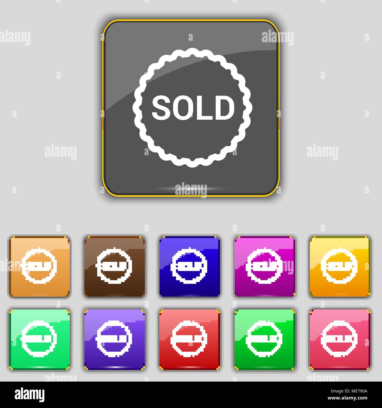 Sold icon sign. Set with eleven colored buttons for your site. Vector ...