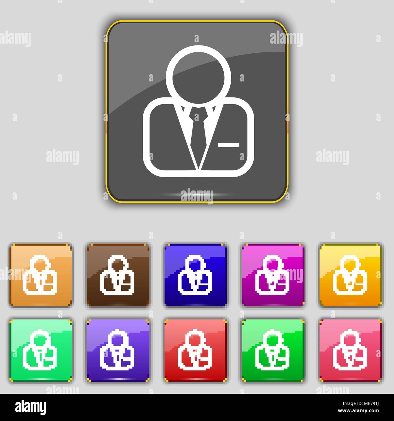 Avatar icon sign. Set with eleven colored buttons for your site. Vector ...