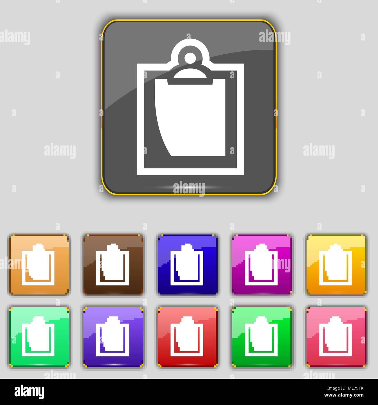 sheet of paper icon sign. Set with eleven colored buttons for your site ...