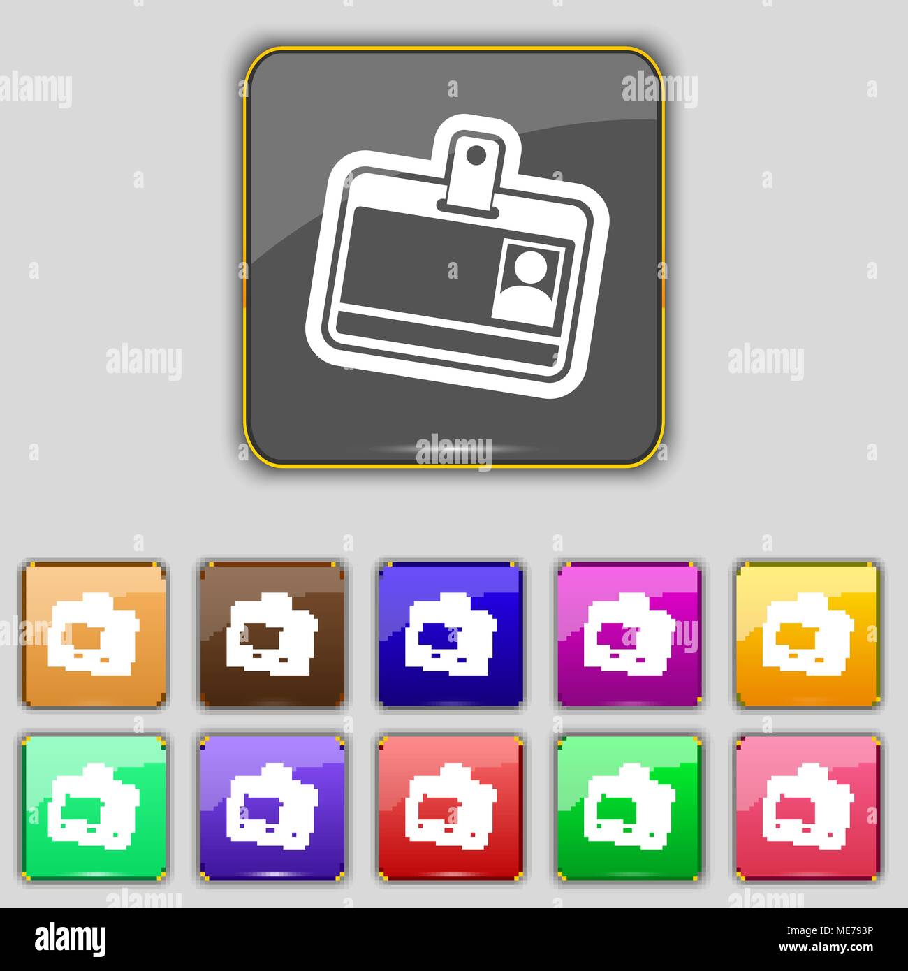 Id card icon sign. Set with eleven colored buttons for your site ...