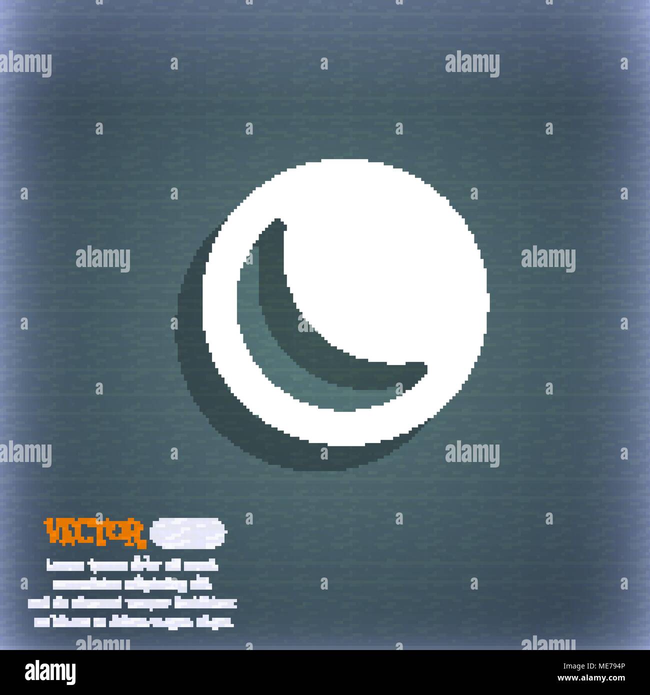 moon icon symbol on the blue-green abstract background with shadow and ...