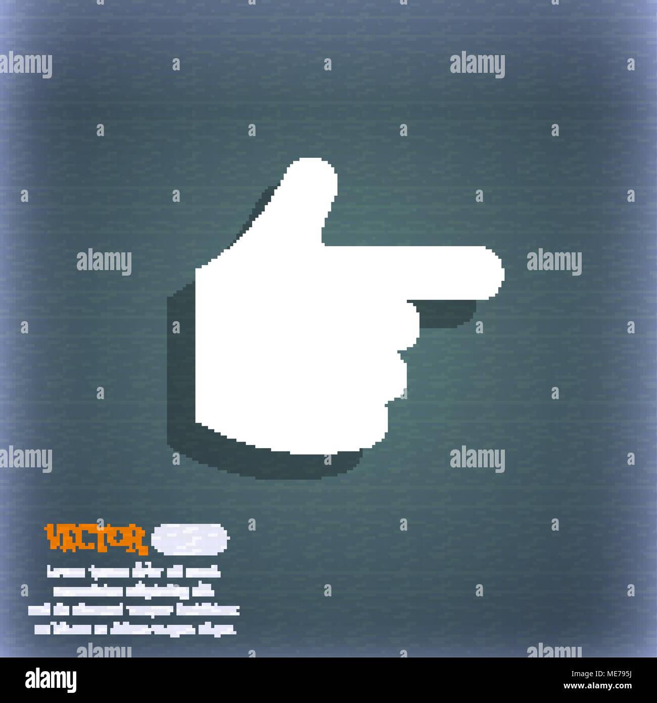 pointing hand icon symbol on the blue-green abstract background with ...