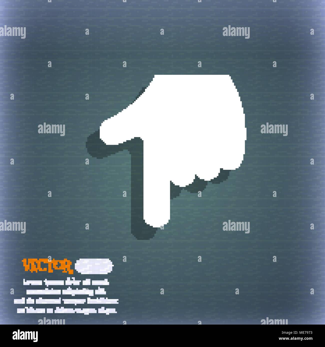 pointing hand icon symbol on the blue-green abstract background with ...