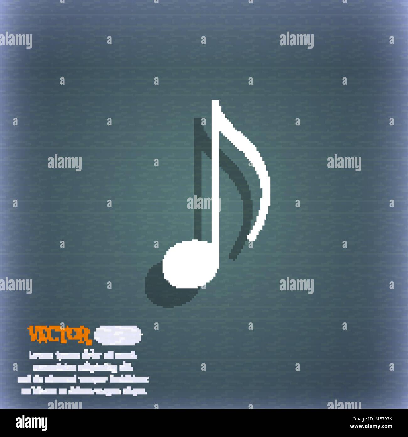 musical note, music, ringtone icon symbol on the blue-green abstract ...