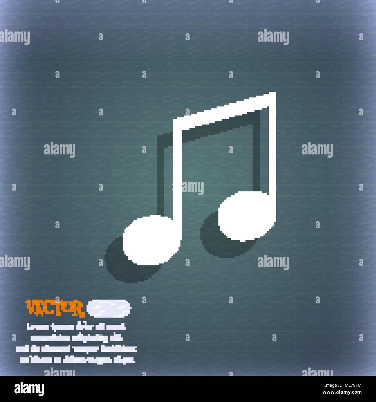 musical note, music, ringtone icon symbol on the blue-green abstract ...