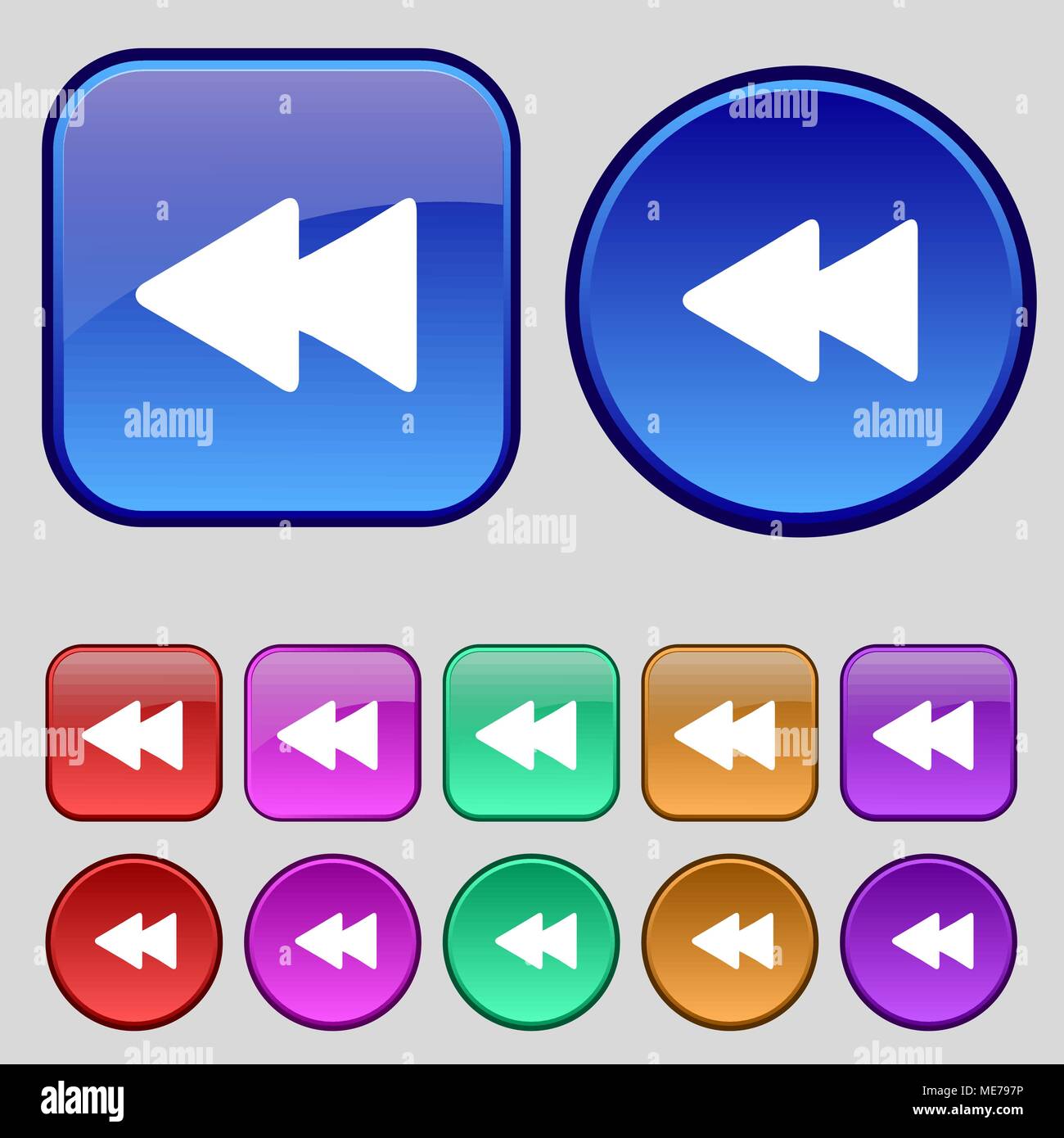 rewind icon sign. A set of twelve vintage buttons for your design ...