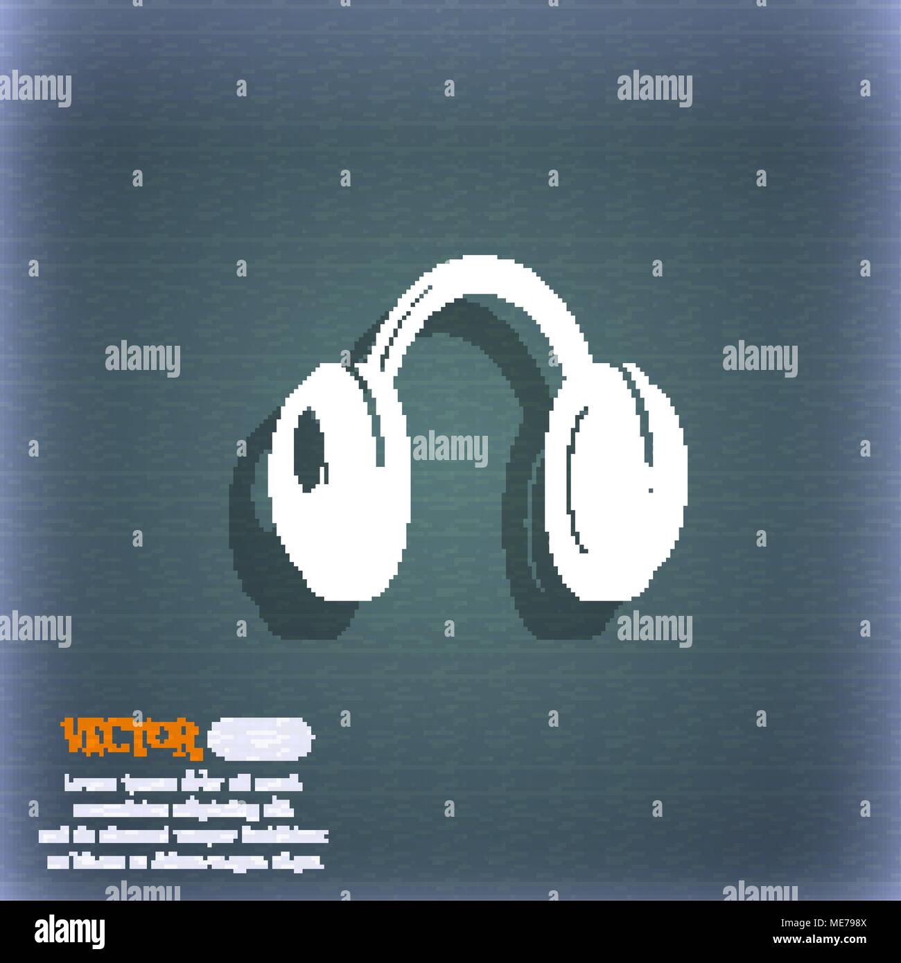 headsets icon symbol on the blue-green abstract background with shadow ...