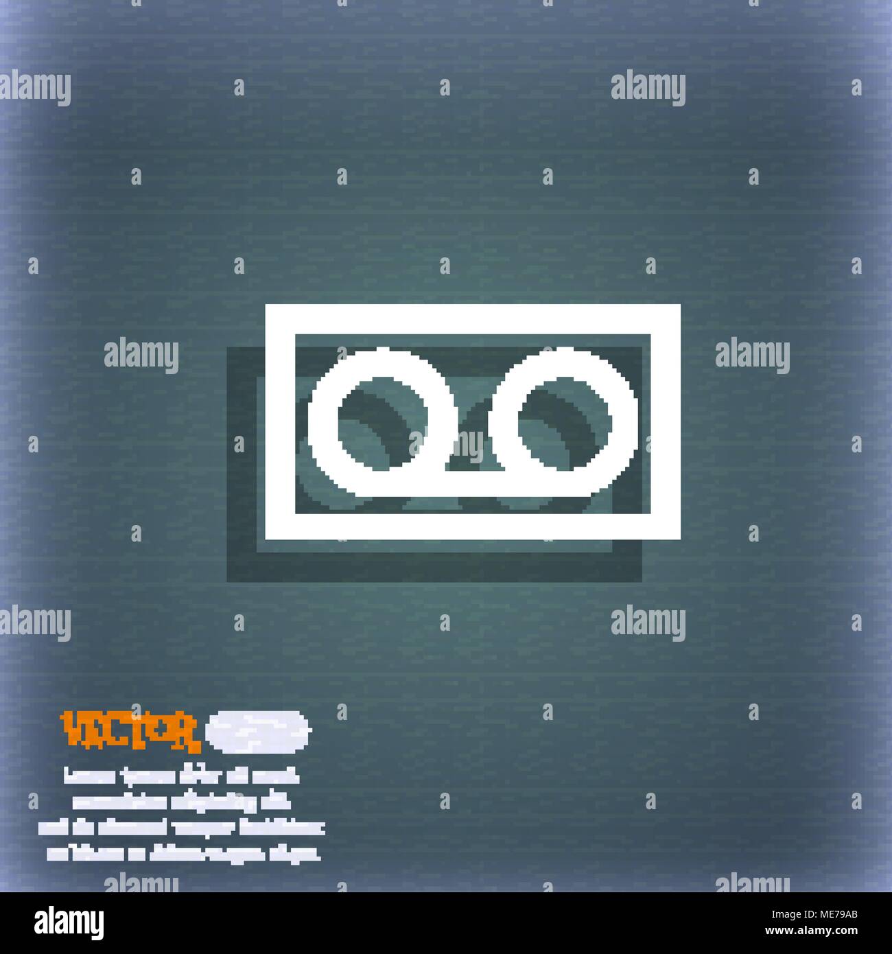 audio cassette icon symbol on the blue-green abstract background with ...