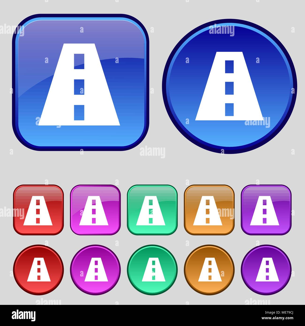 Road icon sign. A set of twelve vintage buttons for your design. Vector ...