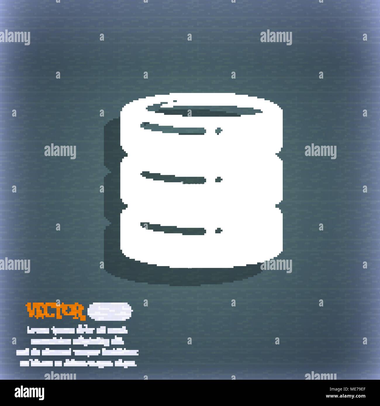 hard drive, date base icon symbol on the blue-green abstract background ...