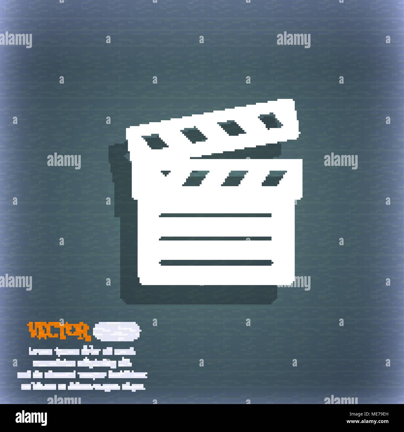 Cinema Clapper icon symbol on the blue-green abstract background with ...