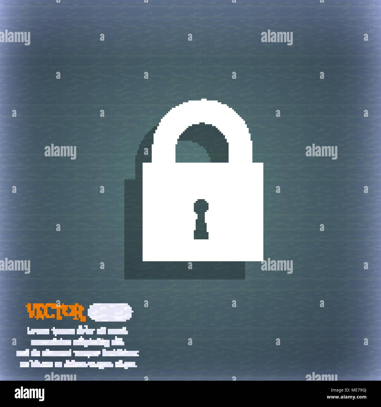 closed lock icon symbol on the blue-green abstract background with ...