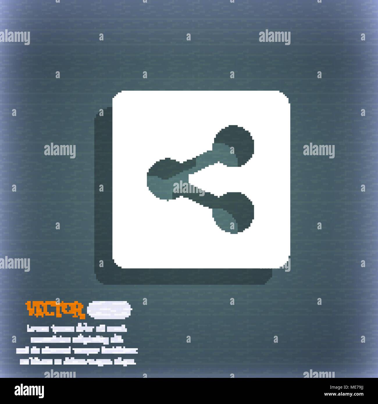 Share icon symbol on the blue-green abstract background with shadow and ...