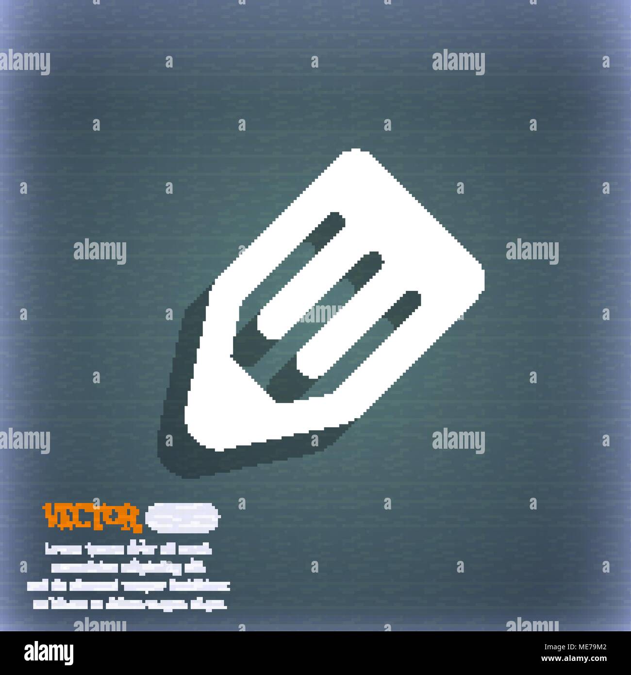 pencil icon symbol on the blue-green abstract background with shadow ...