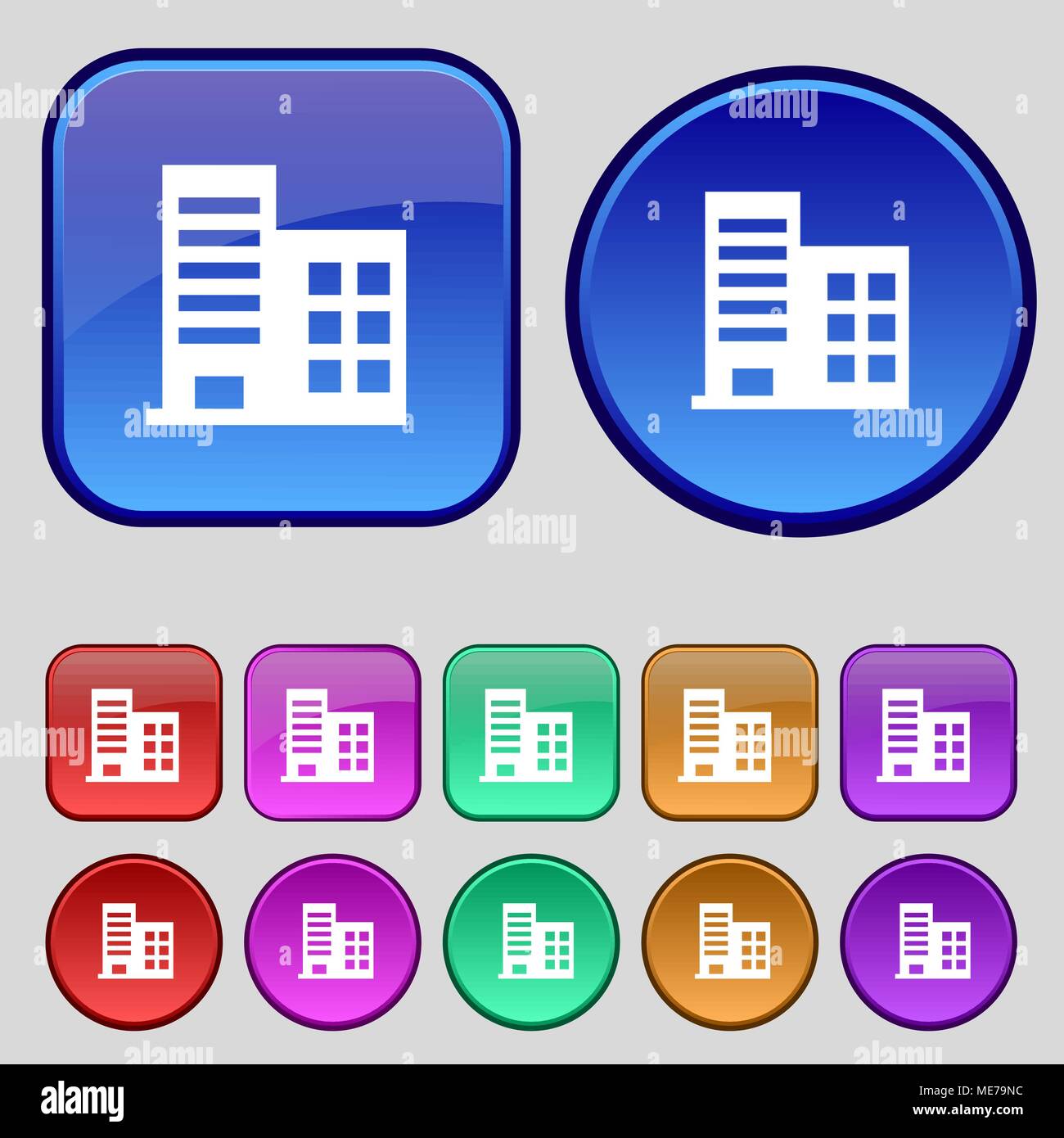 high-rise commercial buildings and residential apartments icon sign. A ...