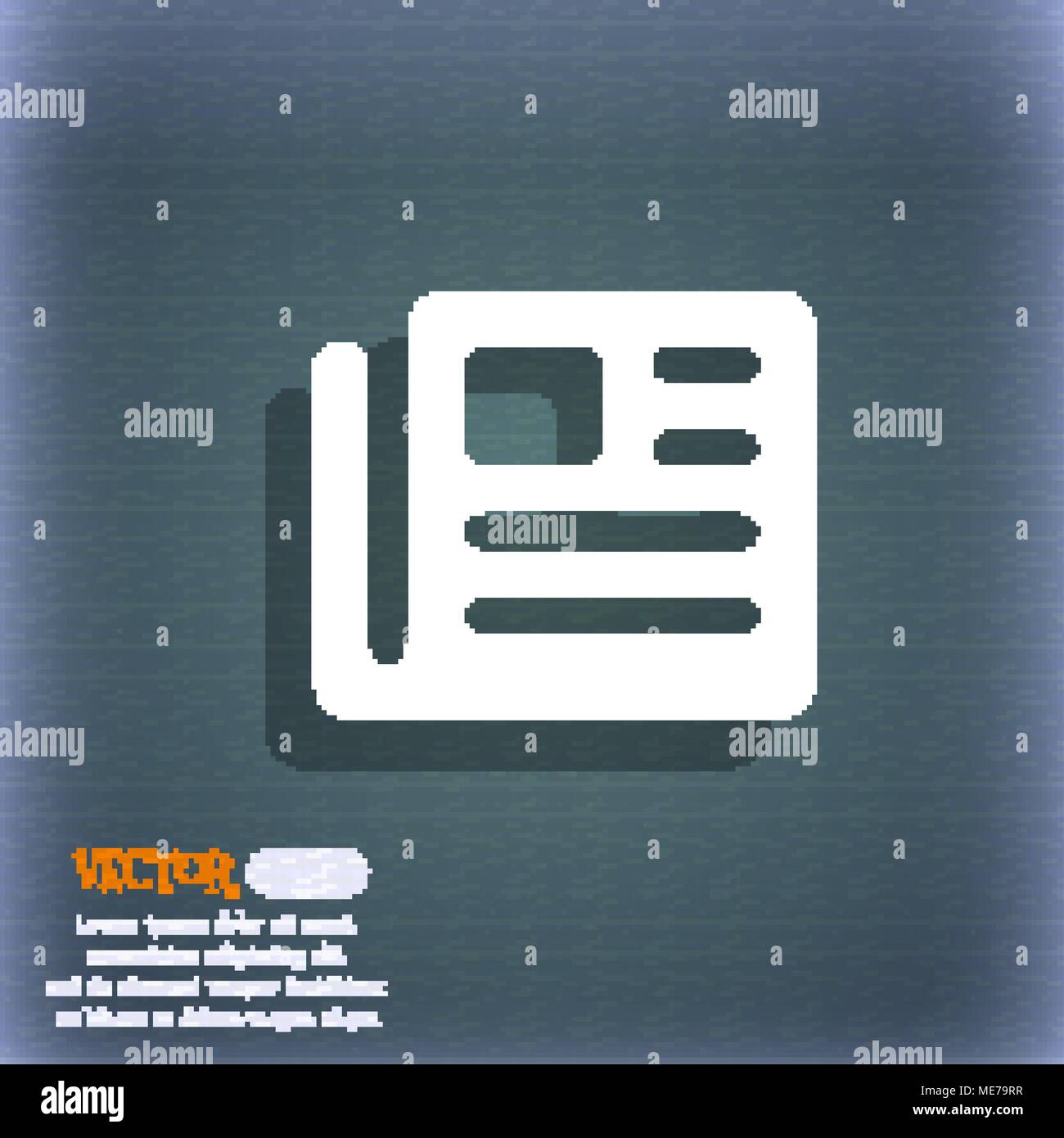 book, newspaper icon symbol on the blue-green abstract background with ...