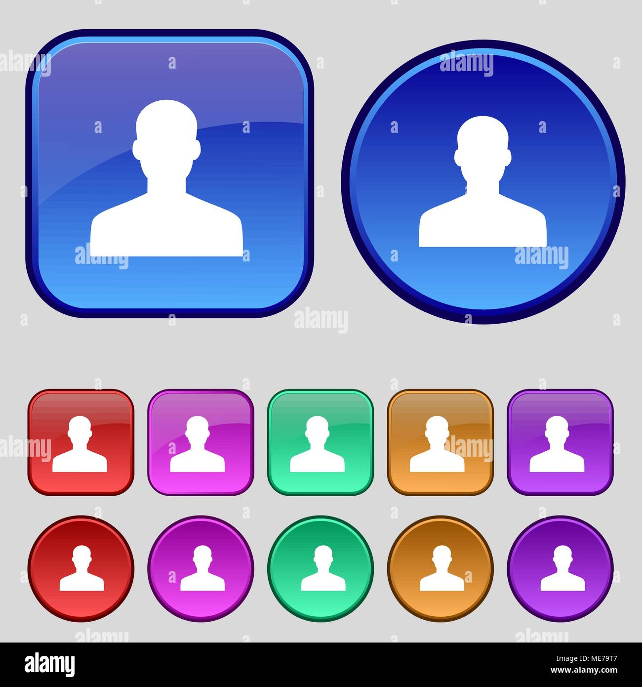 User, Person, Log in icon sign. A set of twelve vintage buttons for ...