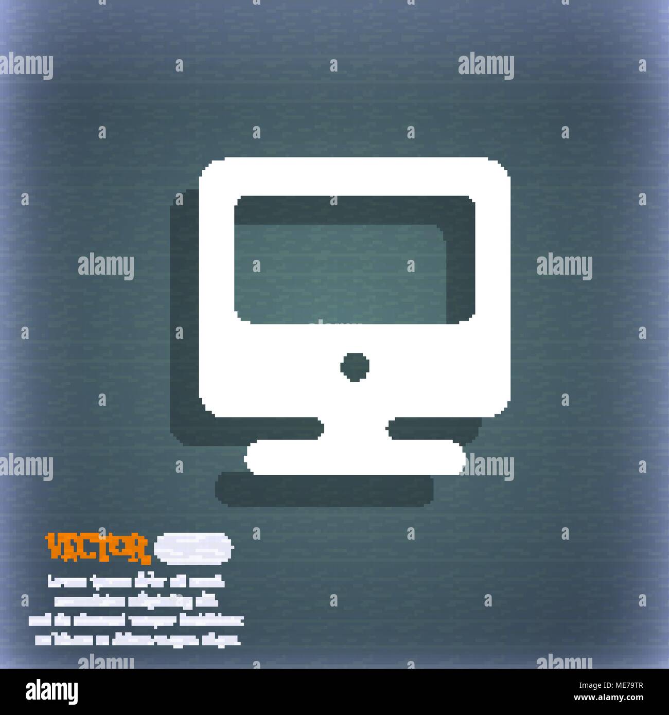monitor icon symbol on the blue-green abstract background with shadow ...