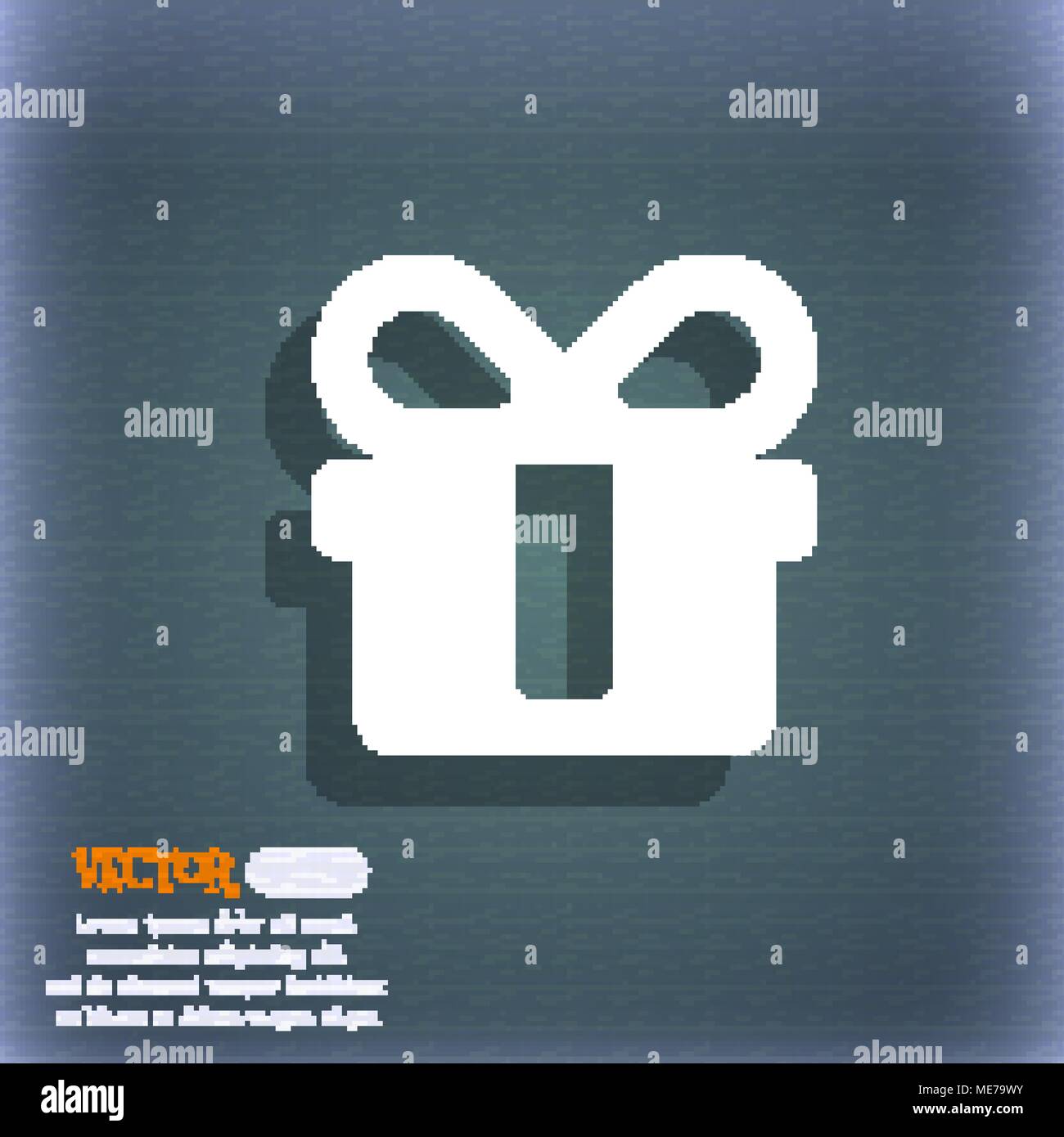 gift icon symbol on the blue-green abstract background with shadow and ...