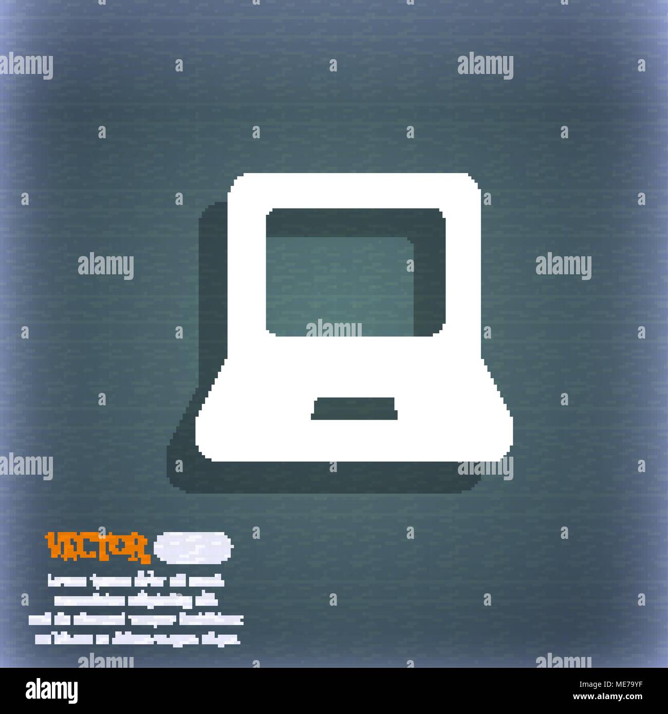 Laptop icon symbol on the blue-green abstract background with shadow ...