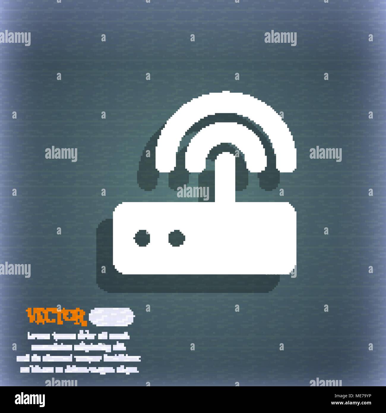 Wi fi router icon symbol on the blue-green abstract background with ...