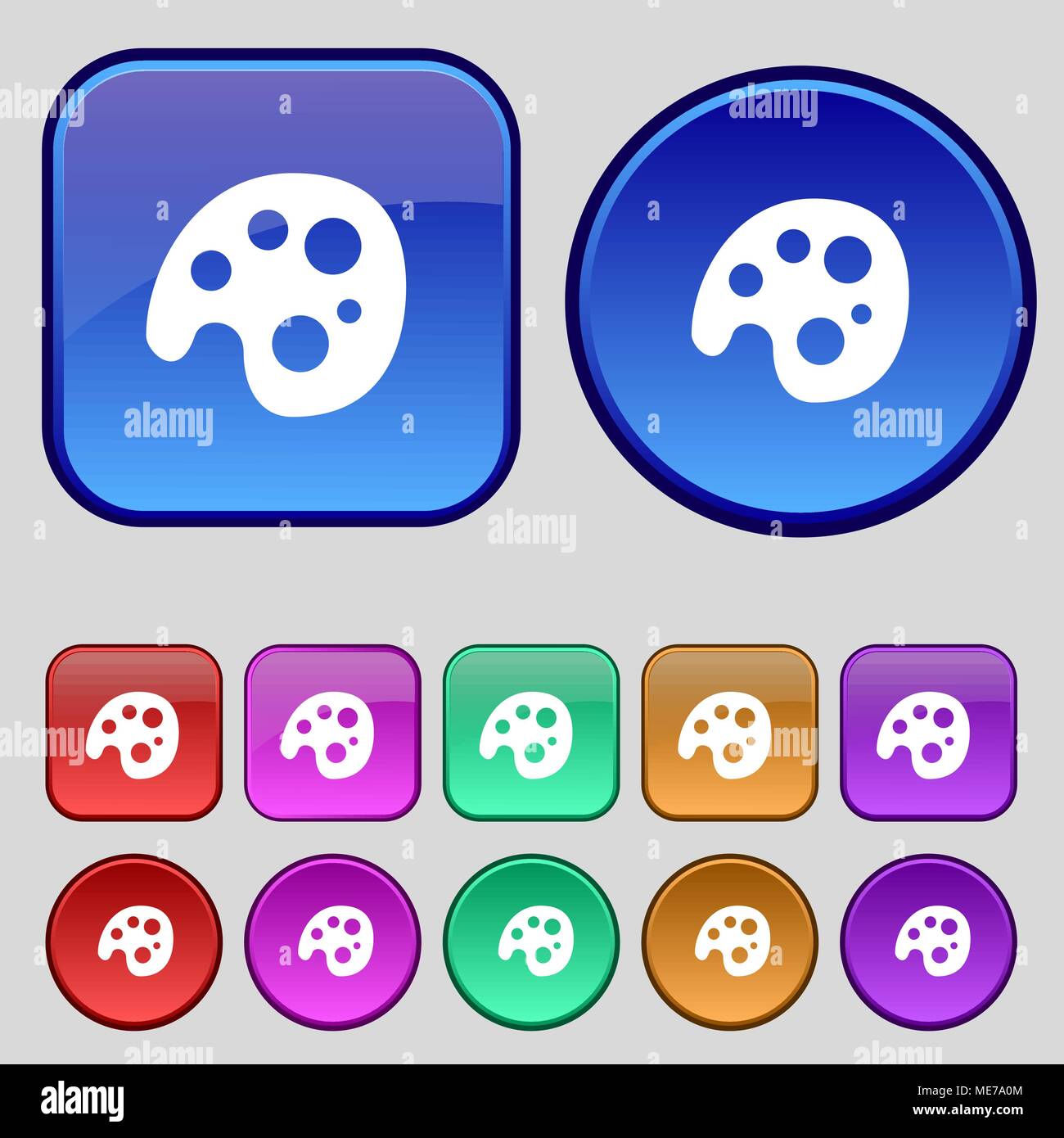 Palette icon sign. A set of twelve vintage buttons for your design ...