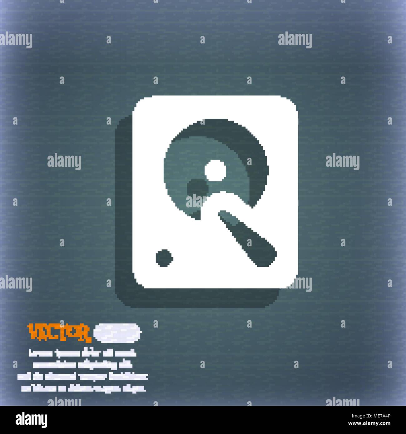 hard disk icon symbol on the blue-green abstract background with shadow ...