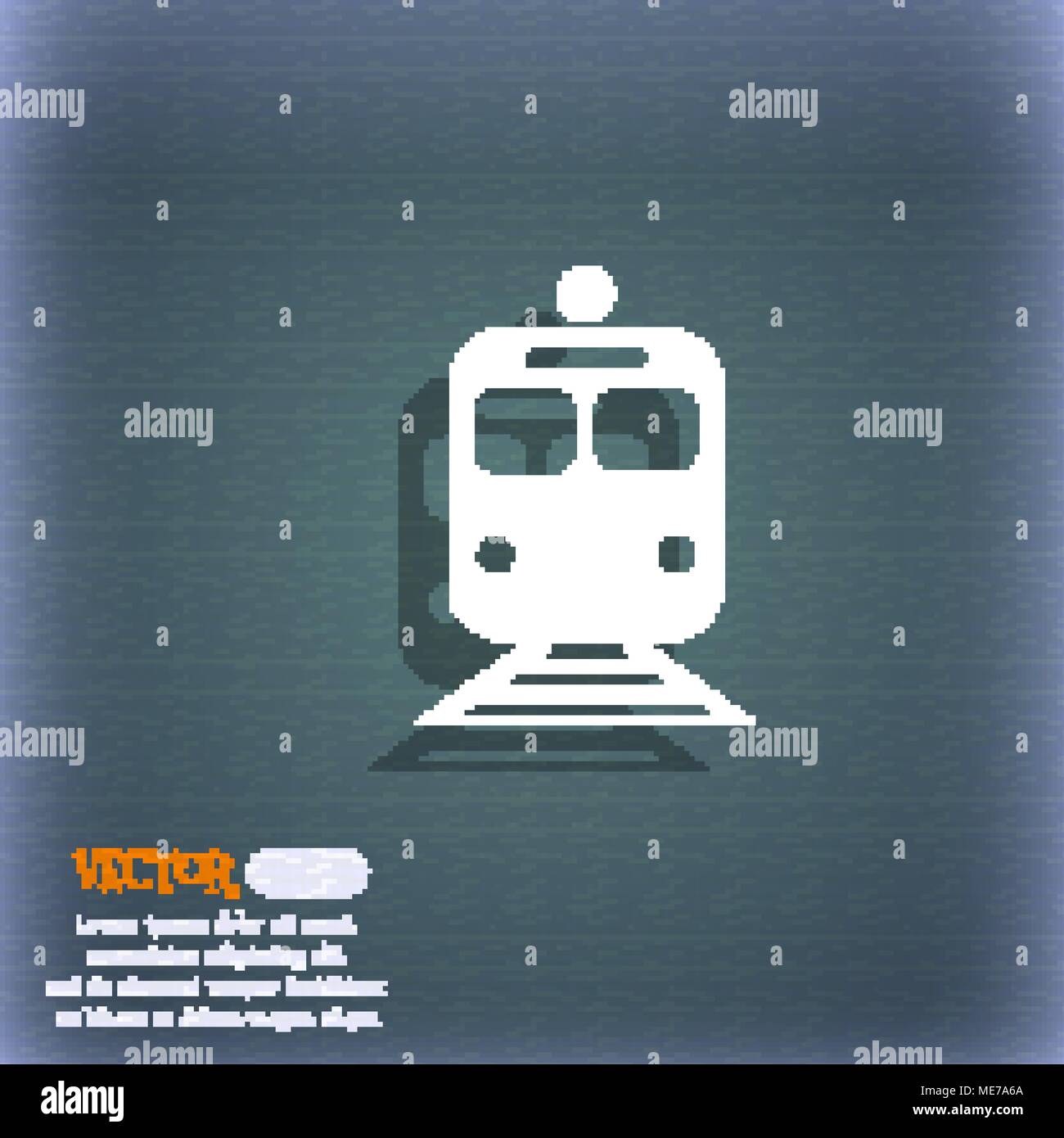 train icon symbol on the blue-green abstract background with shadow and ...