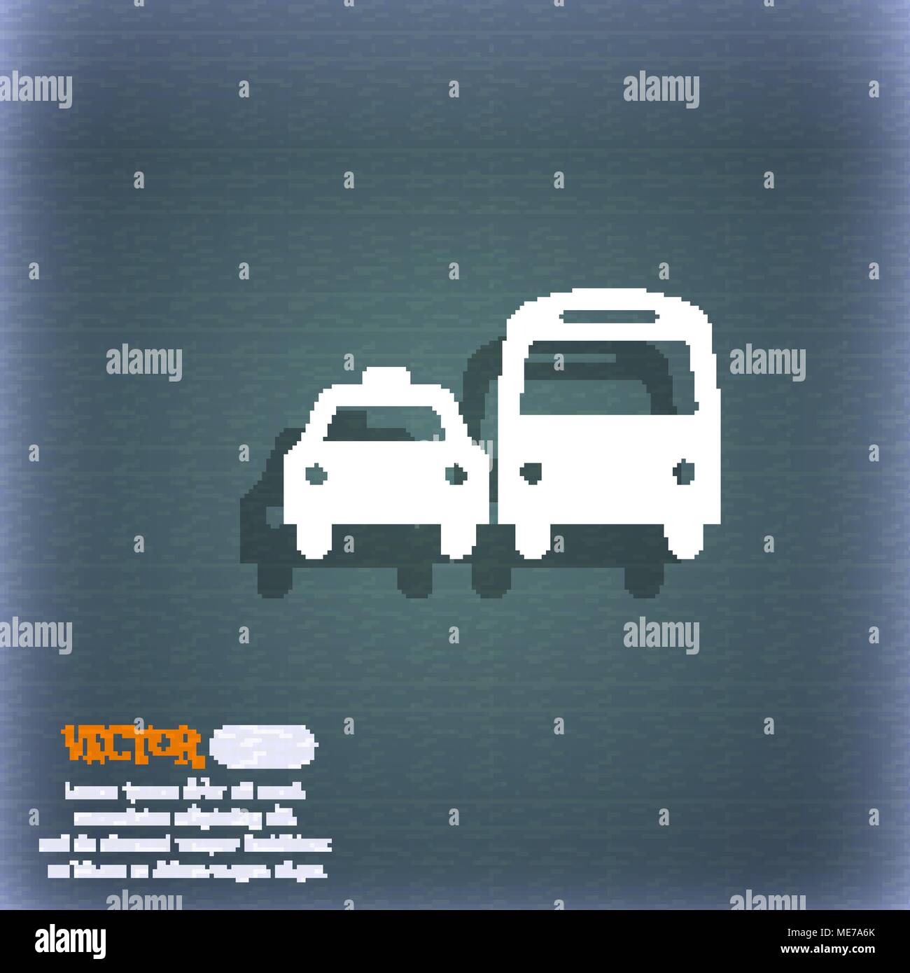 taxi icon symbol on the blue-green abstract background with shadow and ...