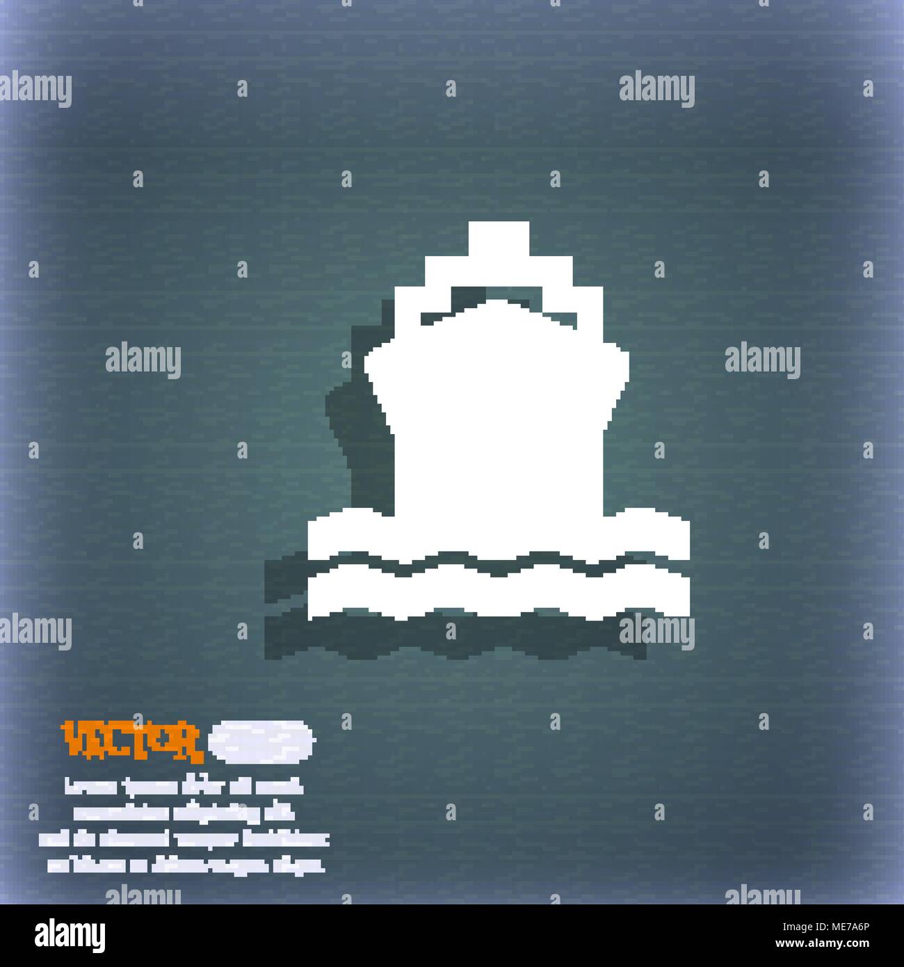 ship icon symbol on the blue-green abstract background with shadow and ...