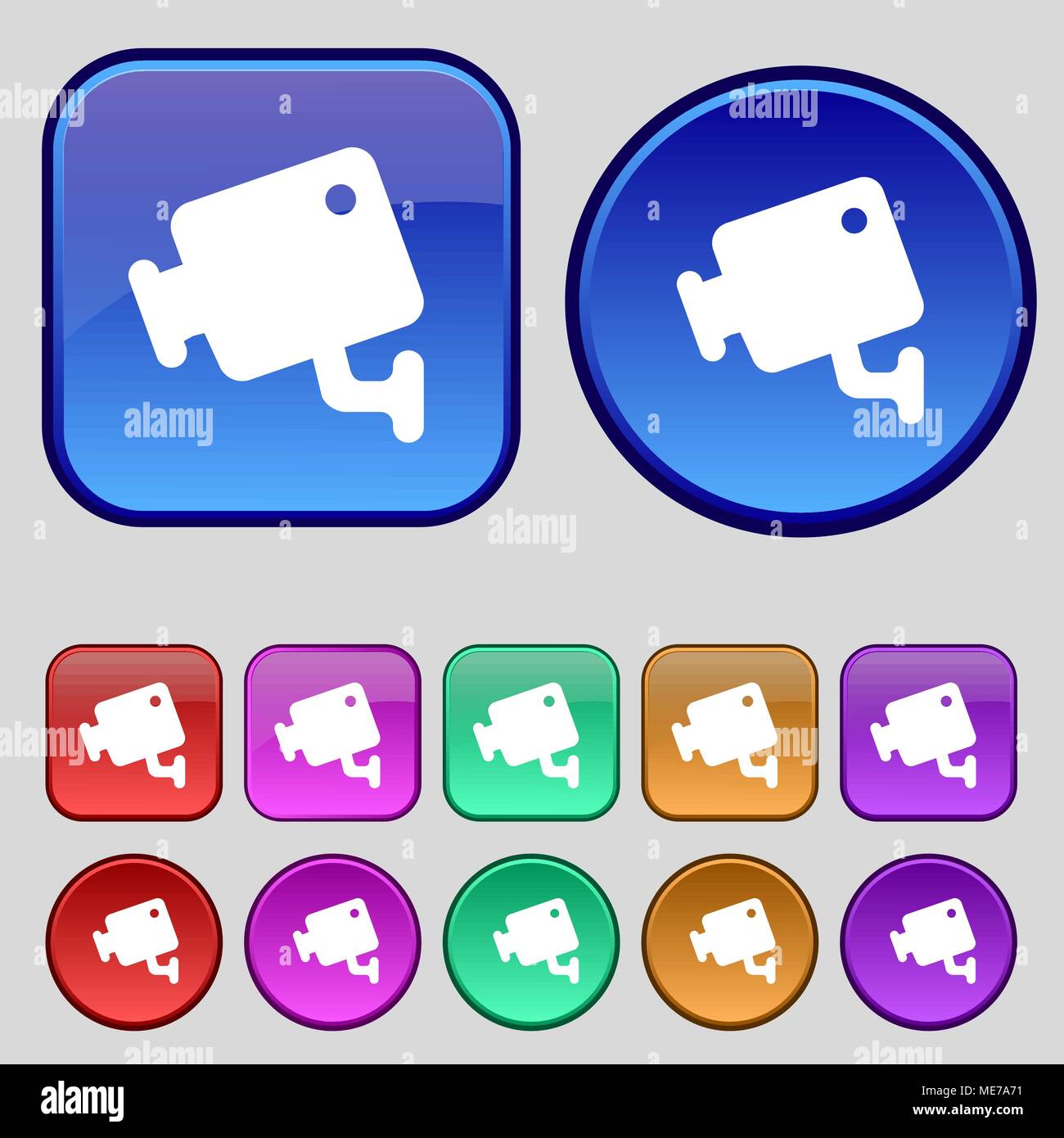 video camera icon sign. A set of twelve vintage buttons for your design ...