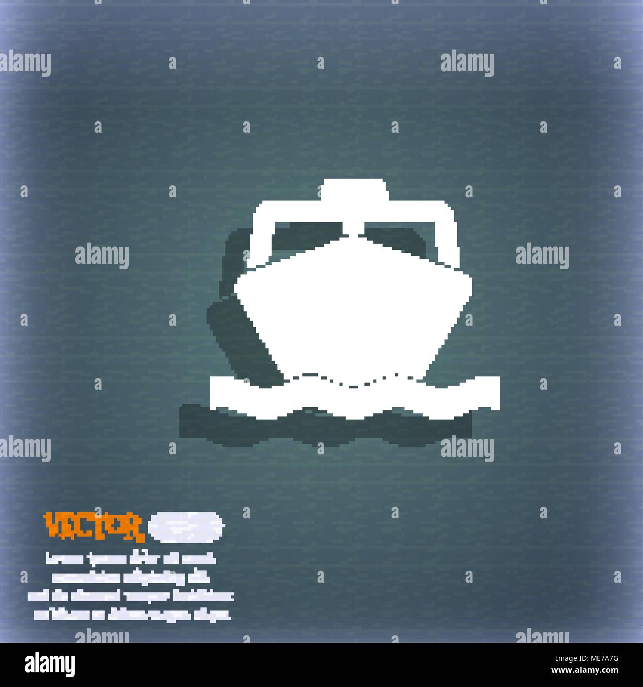 the boat icon symbol on the blue-green abstract background with shadow ...