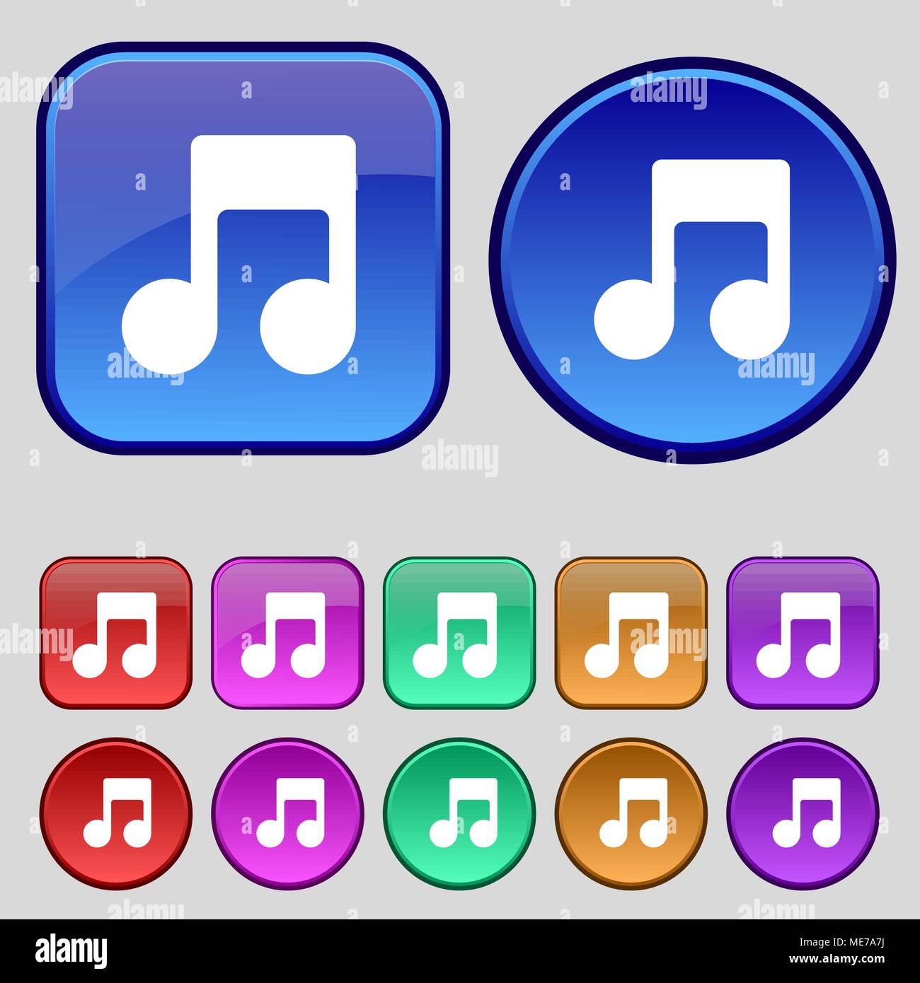 Music note icon sign. A set of twelve vintage buttons for your design ...