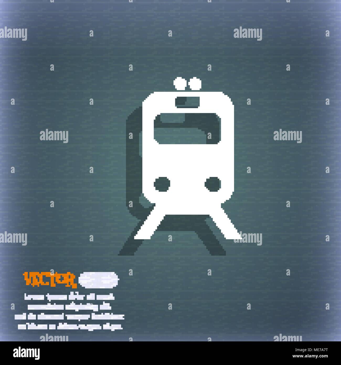 train icon symbol on the blue-green abstract background with shadow and ...