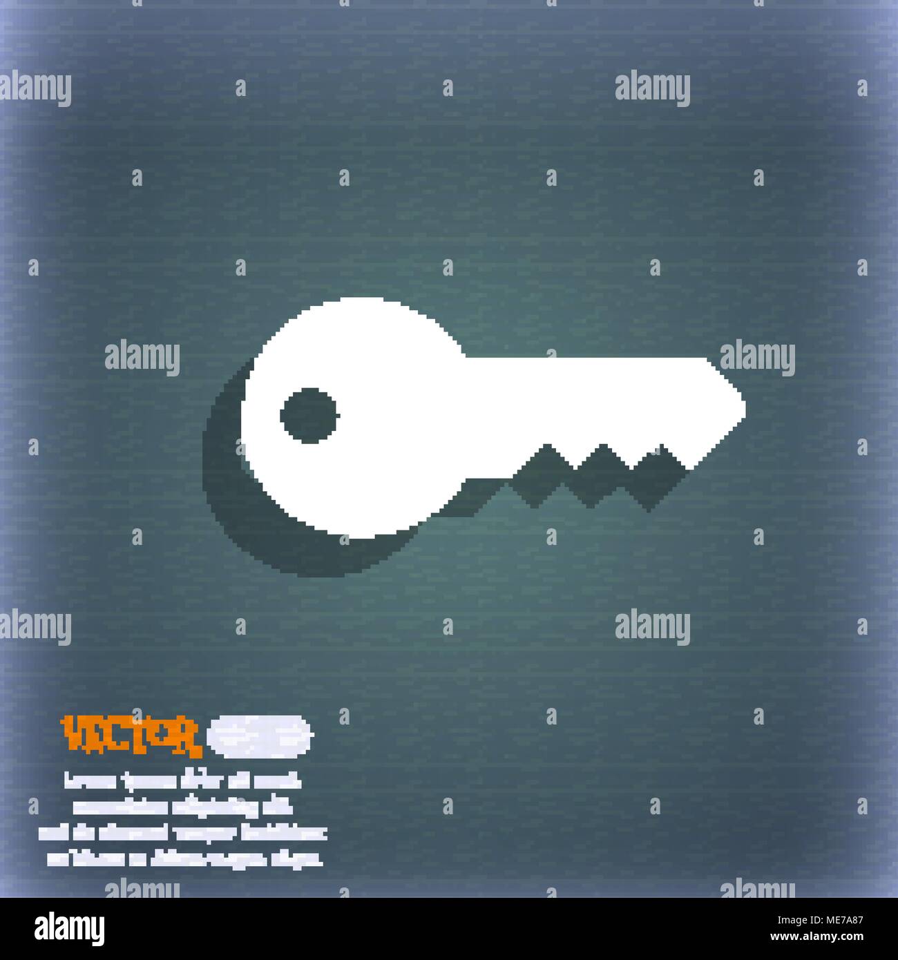 key icon symbol on the blue-green abstract background with shadow and ...