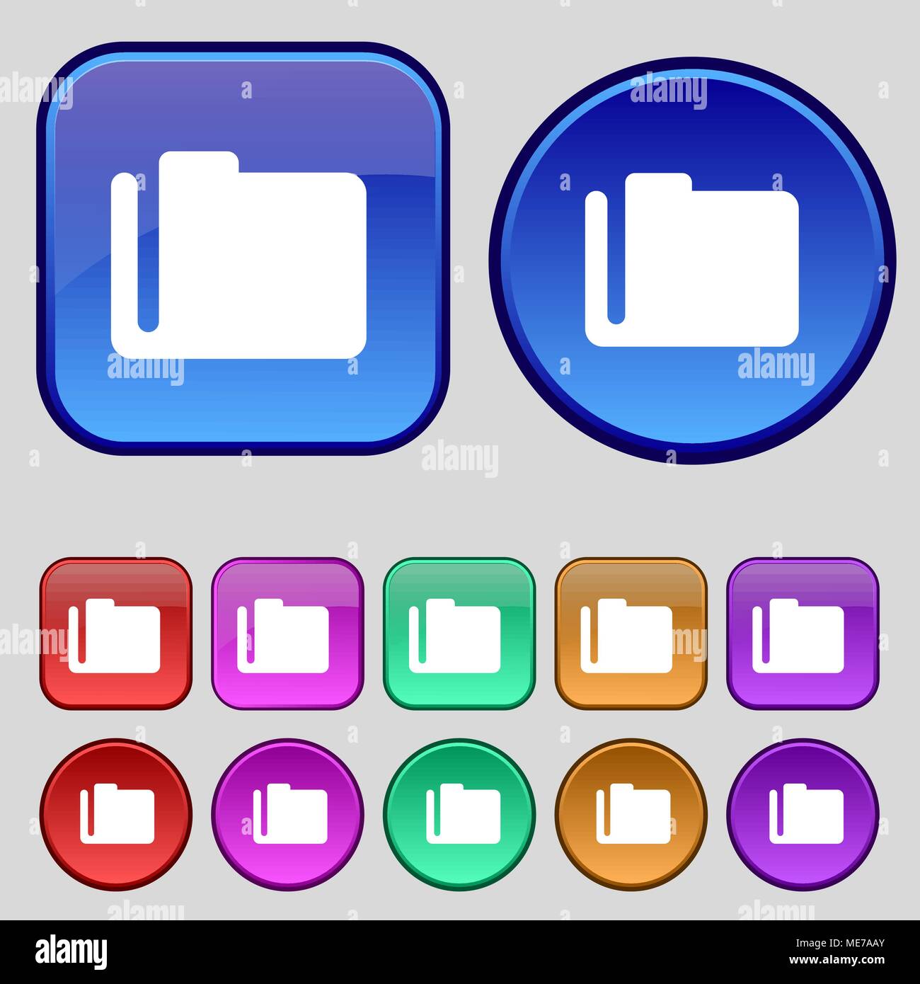 Document folder icon sign. A set of twelve vintage buttons for your ...