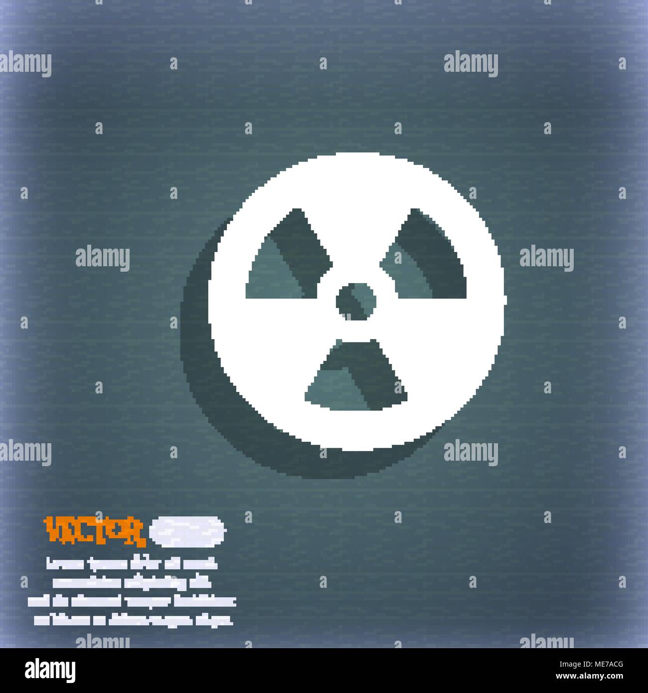 radiation icon symbol on the blue-green abstract background with shadow ...