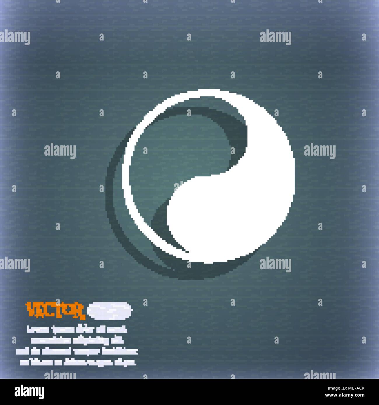 Yin Yang icon symbol on the blue-green abstract background with shadow ...