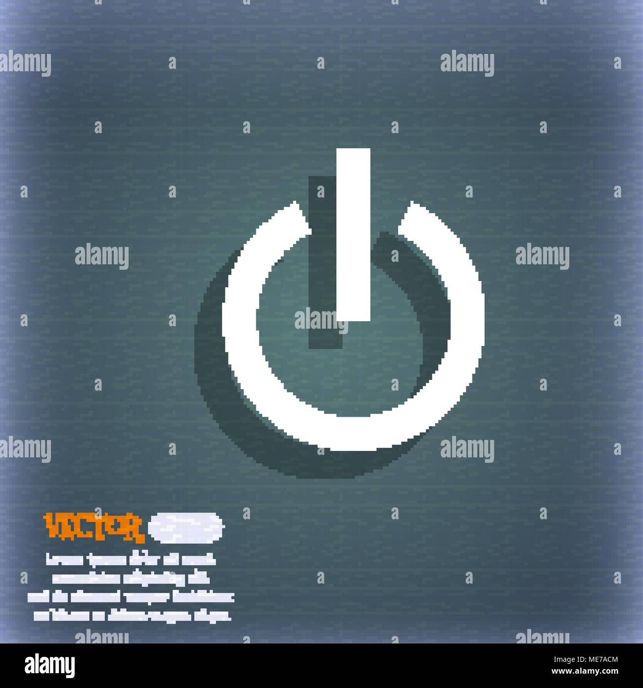 Power icon symbol on the blue-green abstract background with shadow and ...